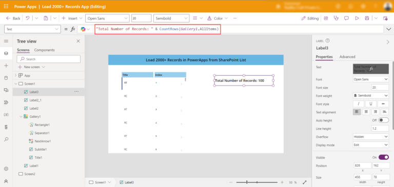 How To Load 2000 Records In Canvas Powerapps From Sharepoint List Using Collection